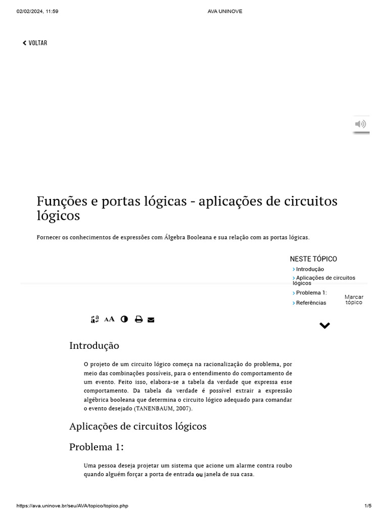 Funções e Portas Lógicas - Aplicacoes de Circuitos Logicos | PDF ...