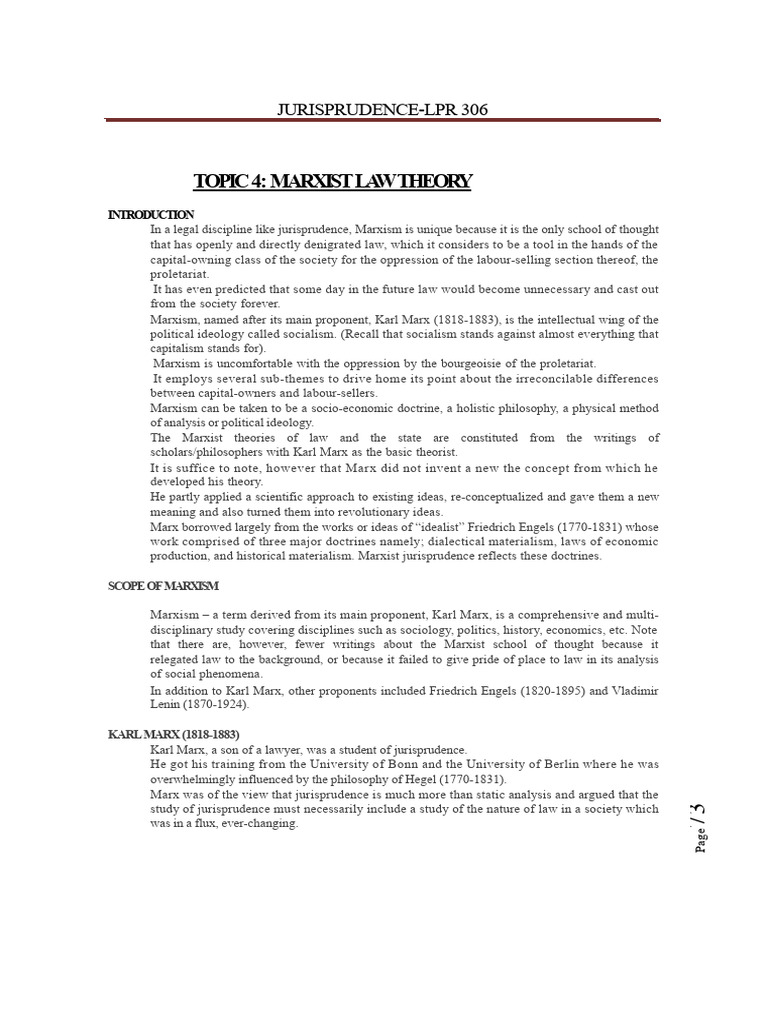 LPR 306 - Marxist Legal Theory | PDF | Marxism | Dialectic