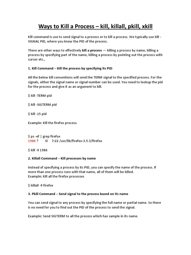Effective Ways to Kill Processes in Linux | PDF | Operating System ...
