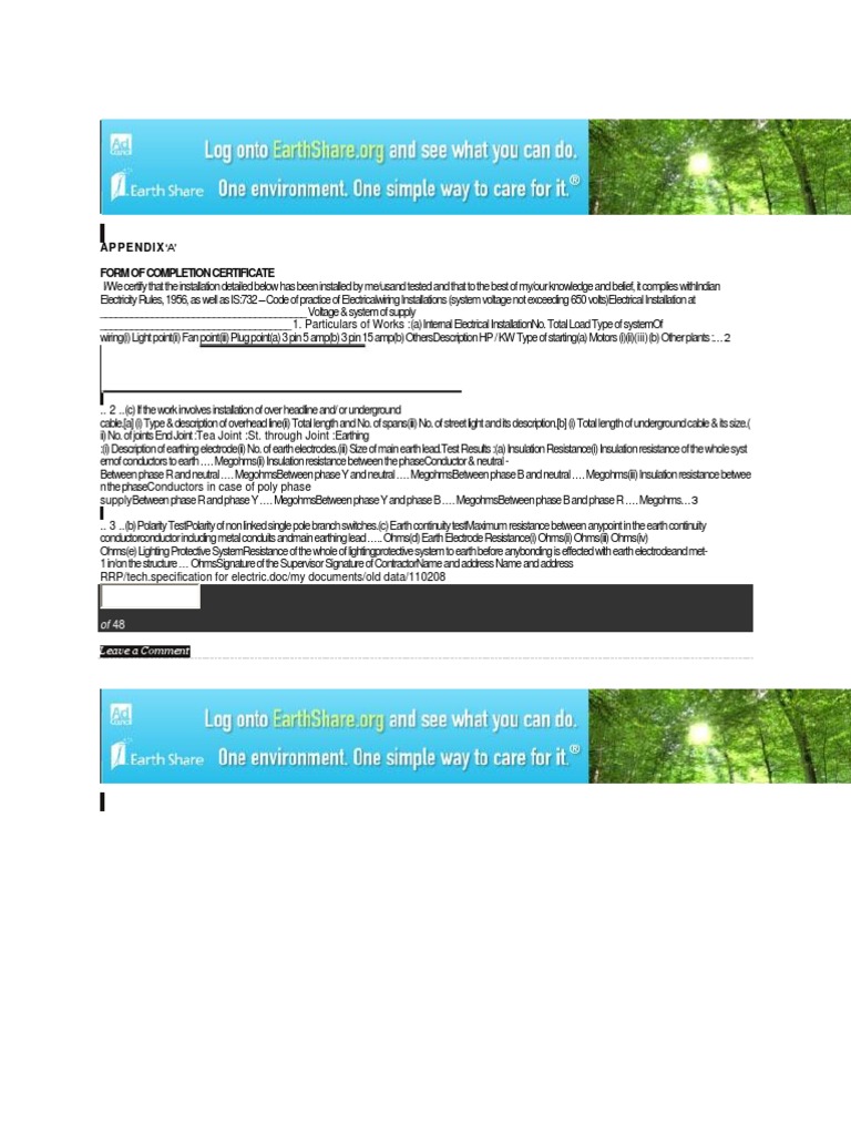 Appendix A' Form of Completion Certificate | PDF | Insulator ...