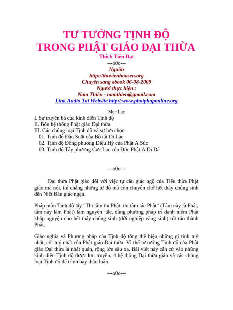 Tu Tuong Tinh Do Trong Phat Giao Dai Thua TK Thich Tien Dat | PDF