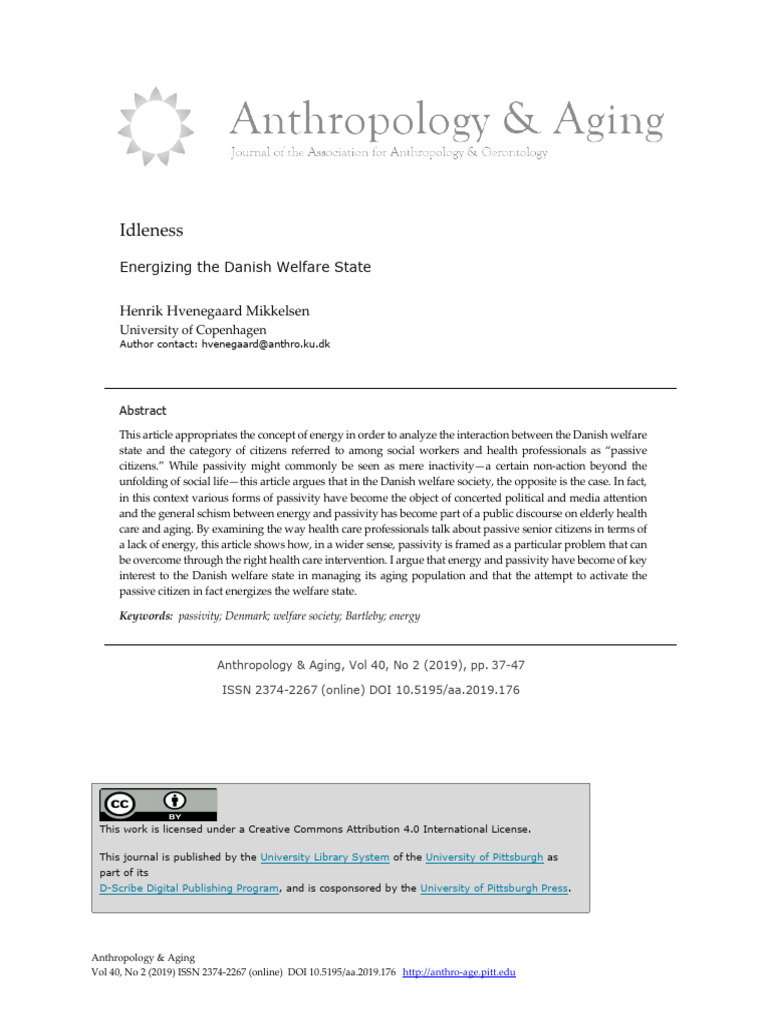Idleness - Energizing The Danish Welfare State | PDF | Bartleby, The ...