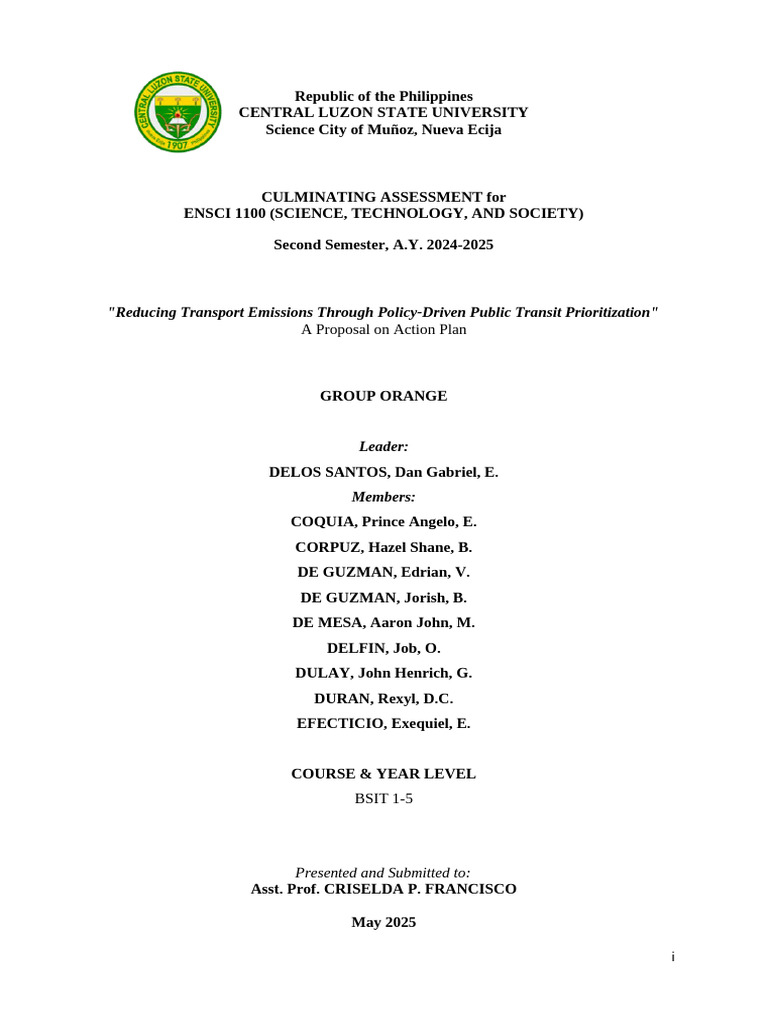 BSIT1-5 ENSCI1100CulminatingAssessment2ndSem24-25 GroupORANGE | PDF ...