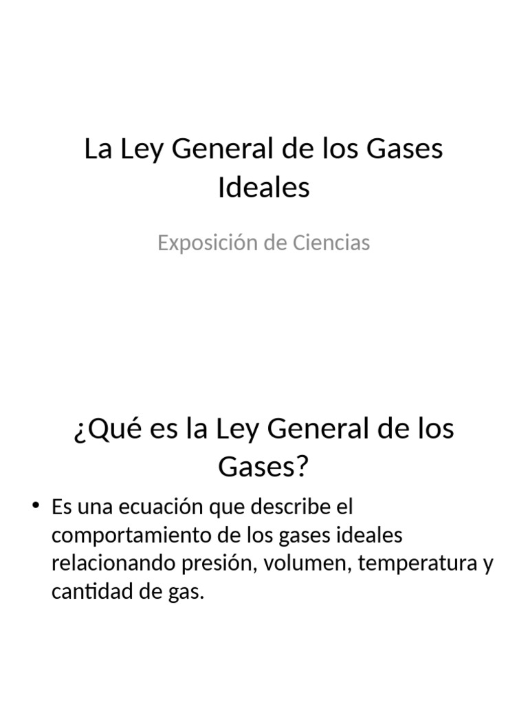 Ley General de Los Gases Ideales | PDF