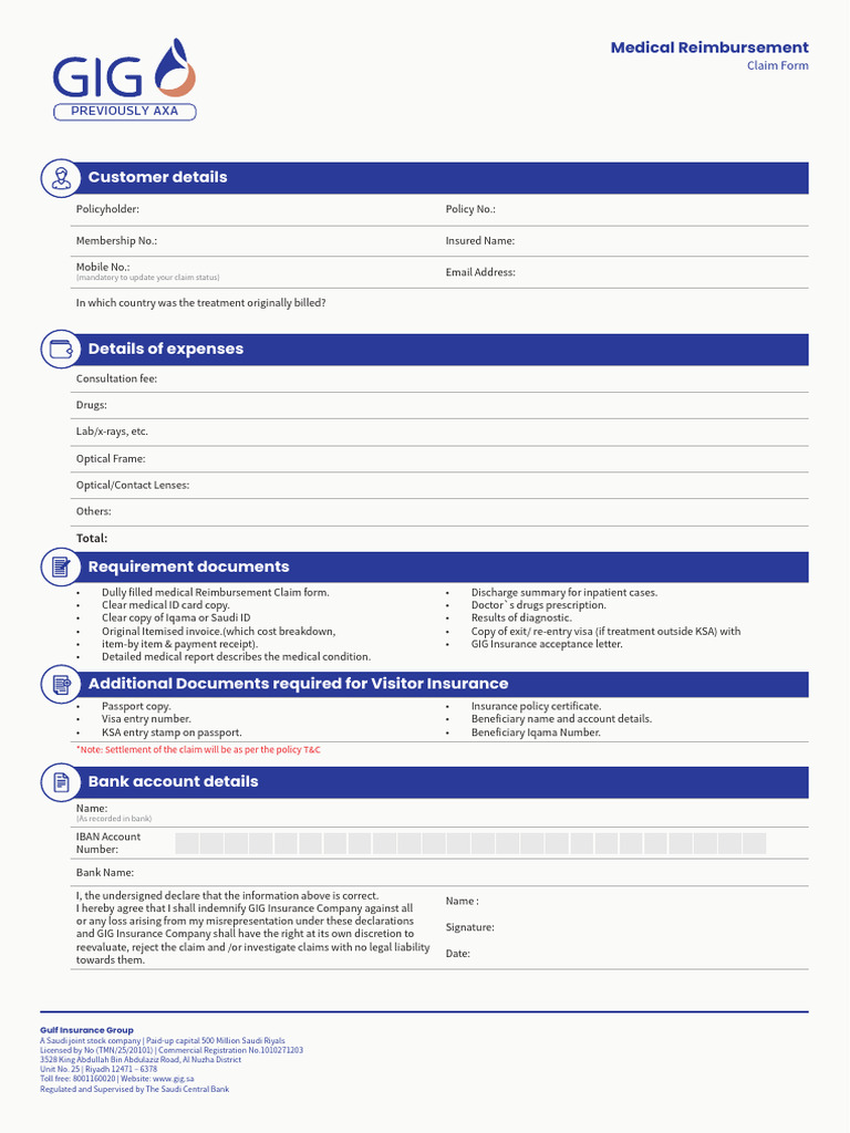 CF299 Healthcare Reimbursement Claim Form (En) | PDF | Insurance ...