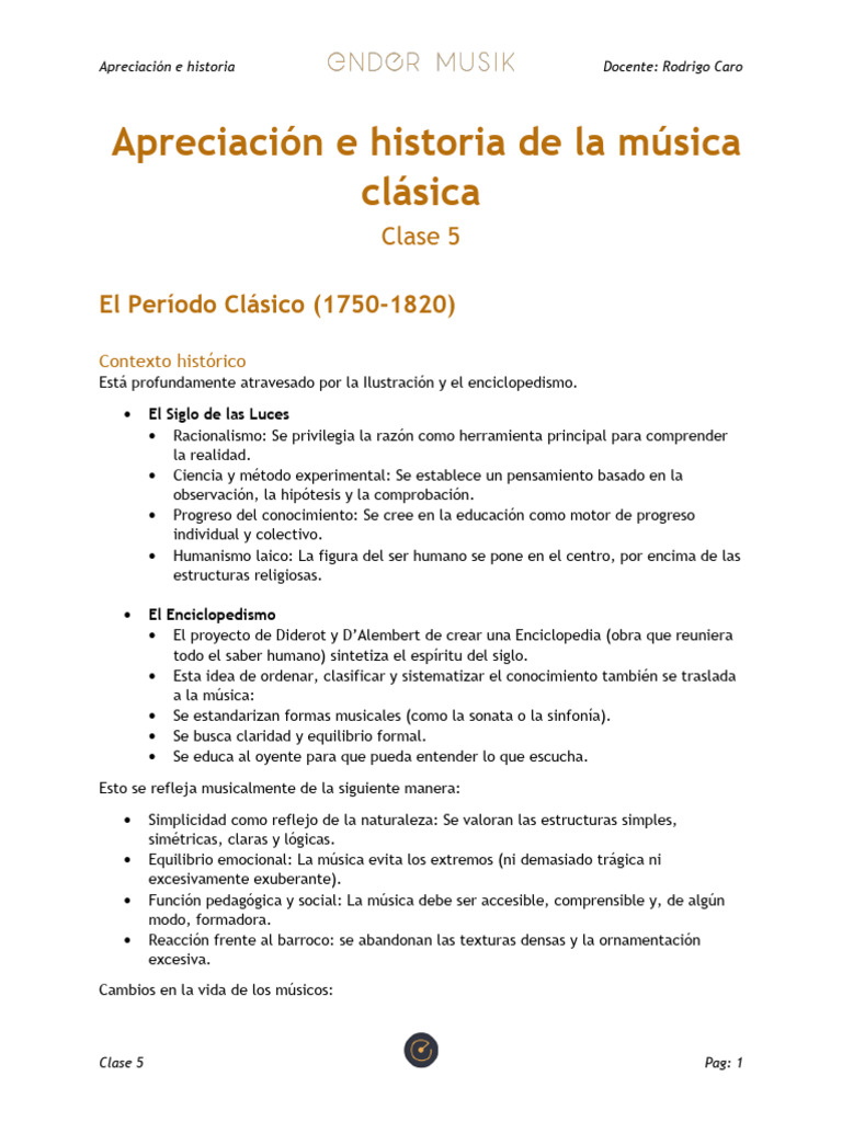 Clase 5 - Introducción A Clasicismo, Obras Comunes y Forma Sonata | PDF | Periodo Clásico ...