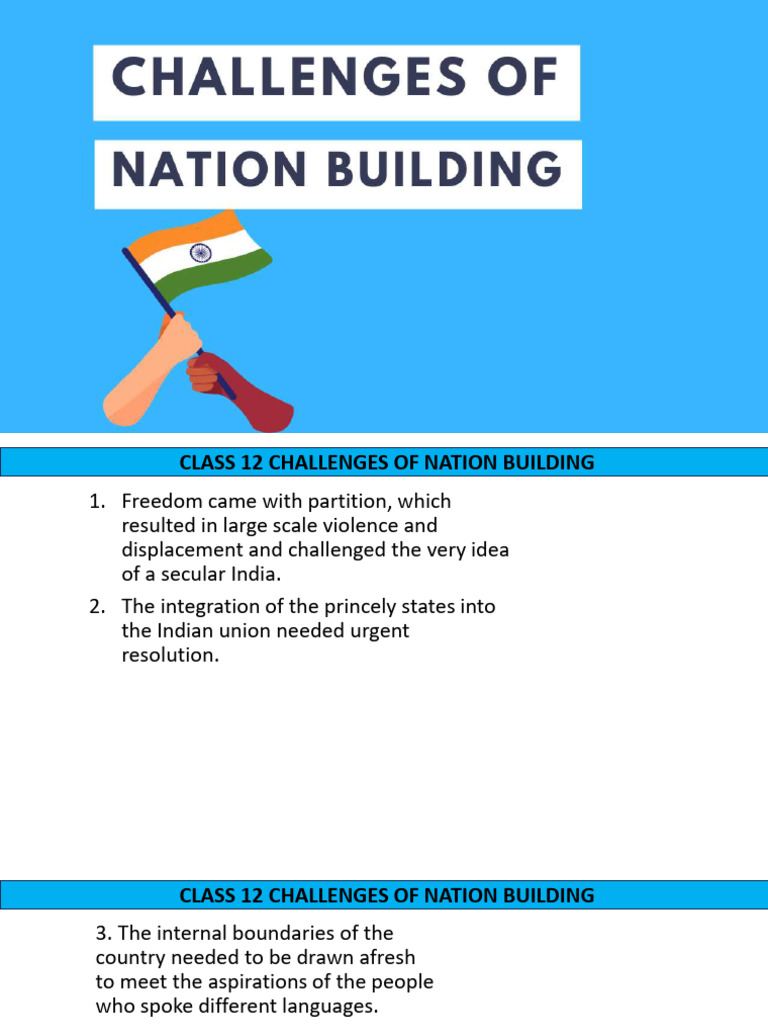c12 Challenges of Nation Building SHORT NOTES | PDF | Partition Of ...