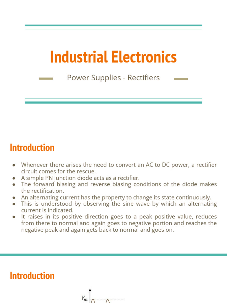 Industrial Electronics - Power Supplies - Rectifiers | PDF | Rectifier | Diode