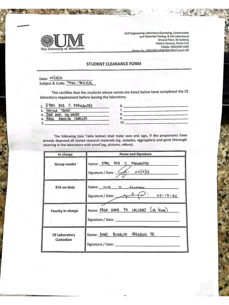 Laboratory Clearance | PDF