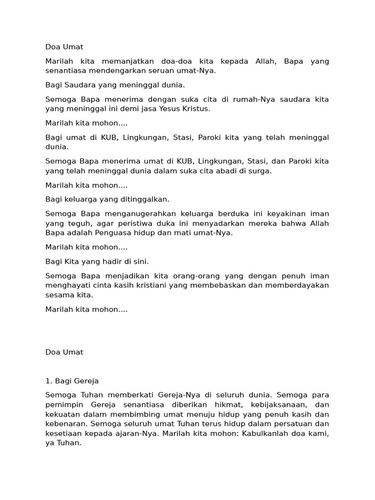 Doa Umat untuk Arwah dan Keluarga | PDF