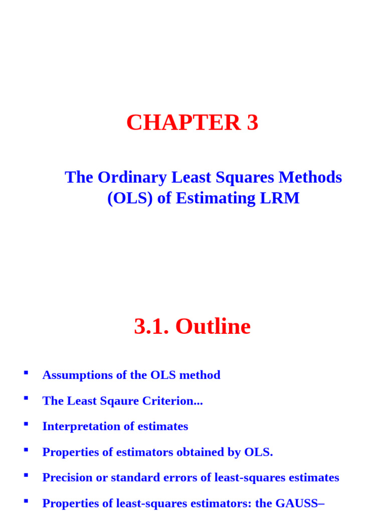 Chapter 3 Econometrics Edited | PDF | Errors And Residuals | Ordinary Least Squares