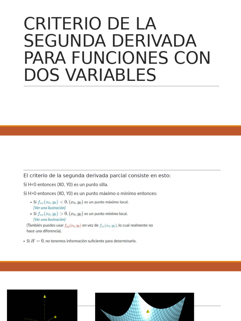 Criterio de La Segunda Derivada para Funciones Con | PDF