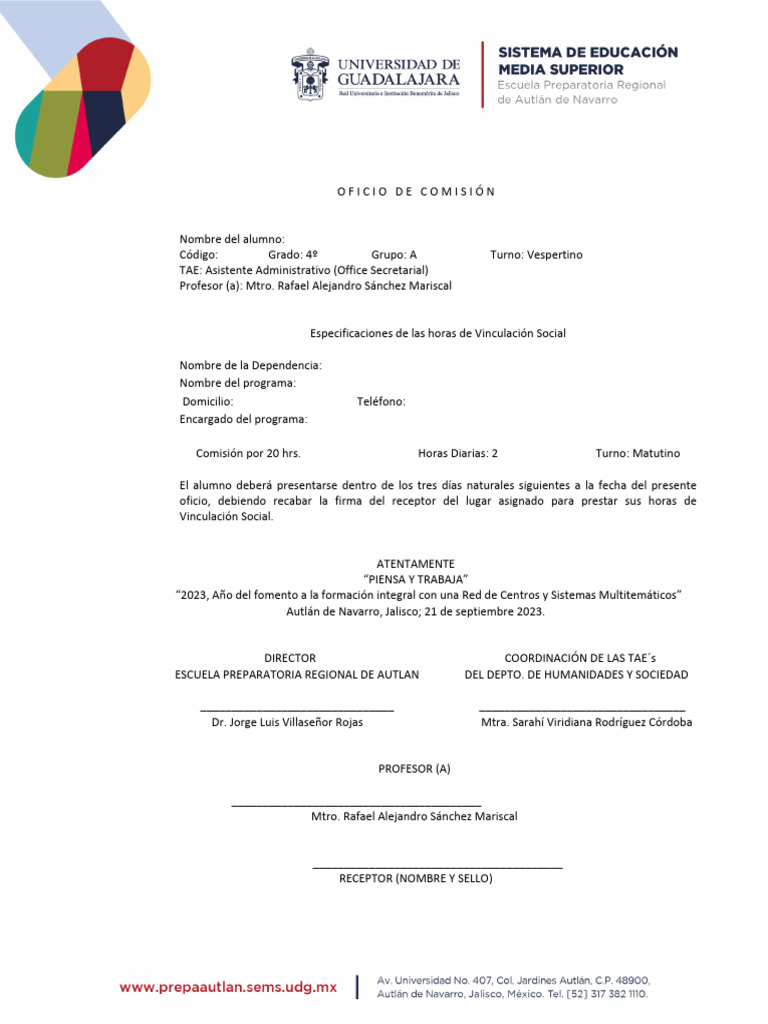 Oficio Comisión TAE Office Secretarial 23B 2 | PDF