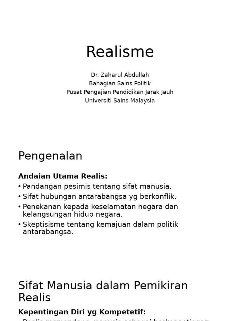 Dasar Realisme dalam Hubungan Antarabangsa | PDF