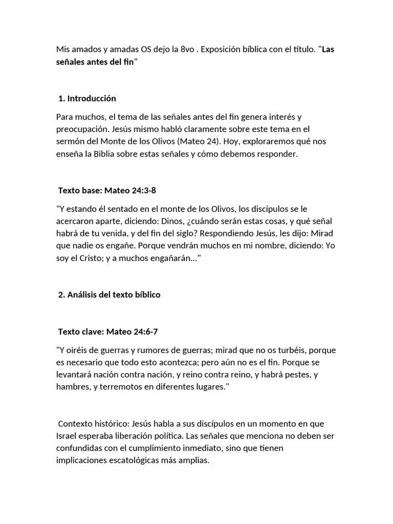Señales antes del fin según la Biblia | PDF | Evangelio de Mateo | Jesús