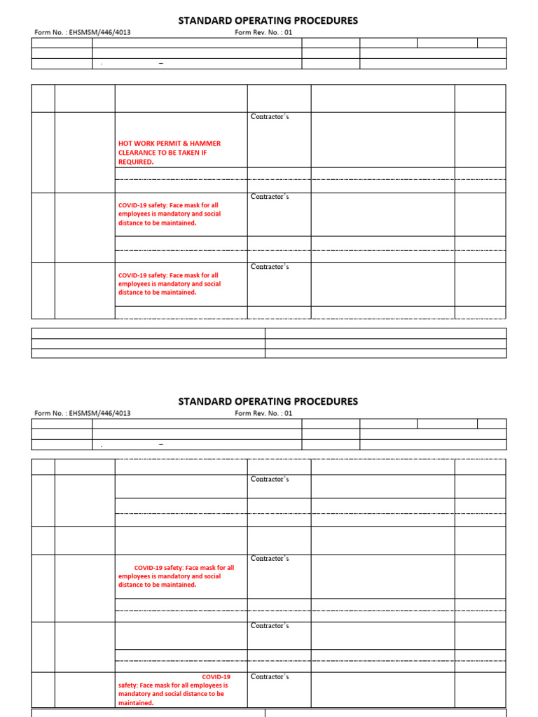 62 SOP for Changing of Stave Pipe With Hose New (1) | PDF | Personal ...