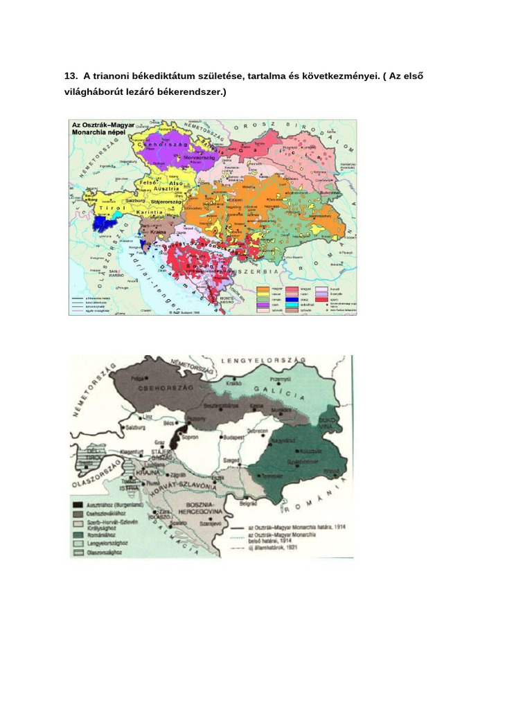 13. A trianoni békediktátum születése, tartalma és következményei. ( Az ...