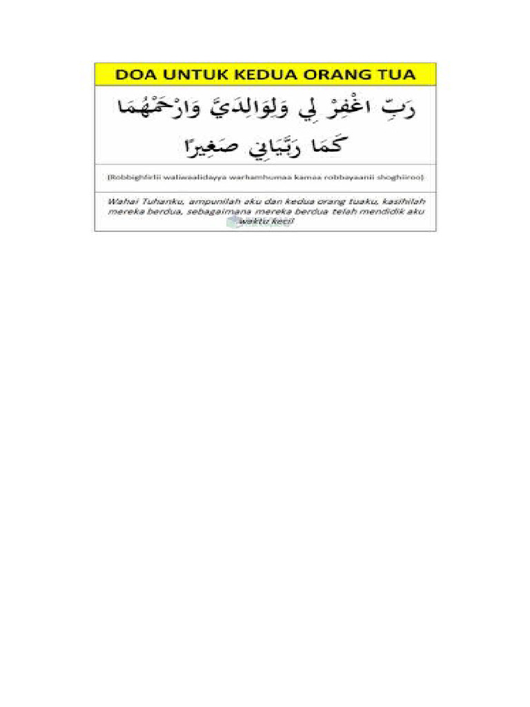 Doa Untuk Kedua Orang Tua | PDF
