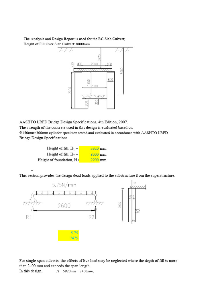 The RC Slab Culvert Analysis and Design Report | PDF | Structural Load | Building Engineering