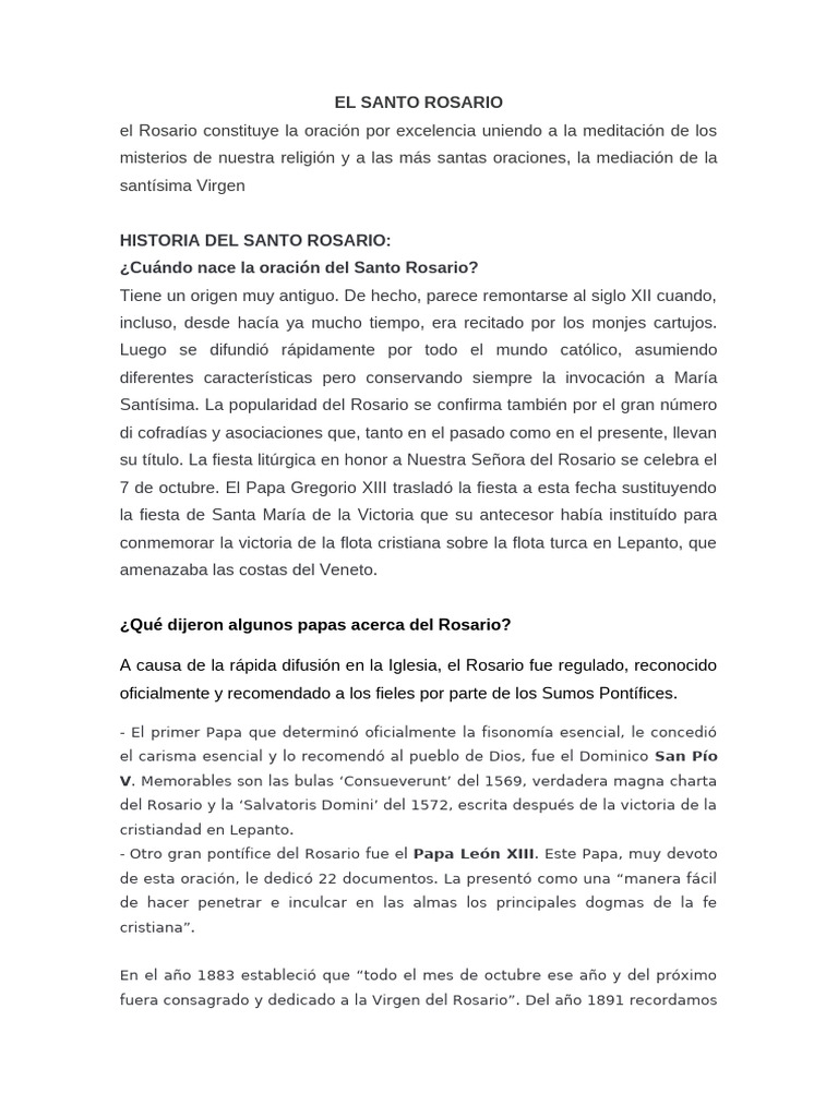 El Santo Rosario | PDF | Rosario | Jesús