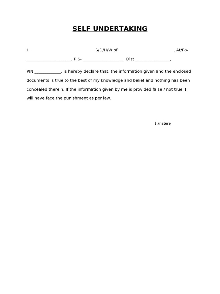 Self Undertaking | PDF