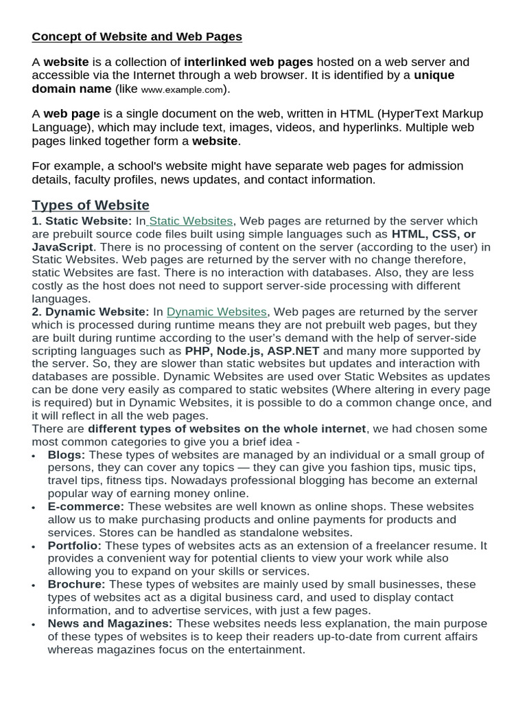 Introduction To The Website Development | PDF | World Wide Web | Internet & Web