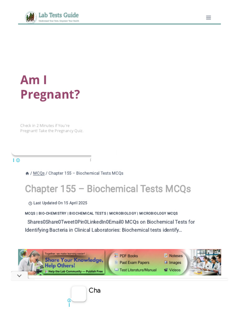 MCQs On Biochemical Tests For Identifying Bacteria in Clinical ...