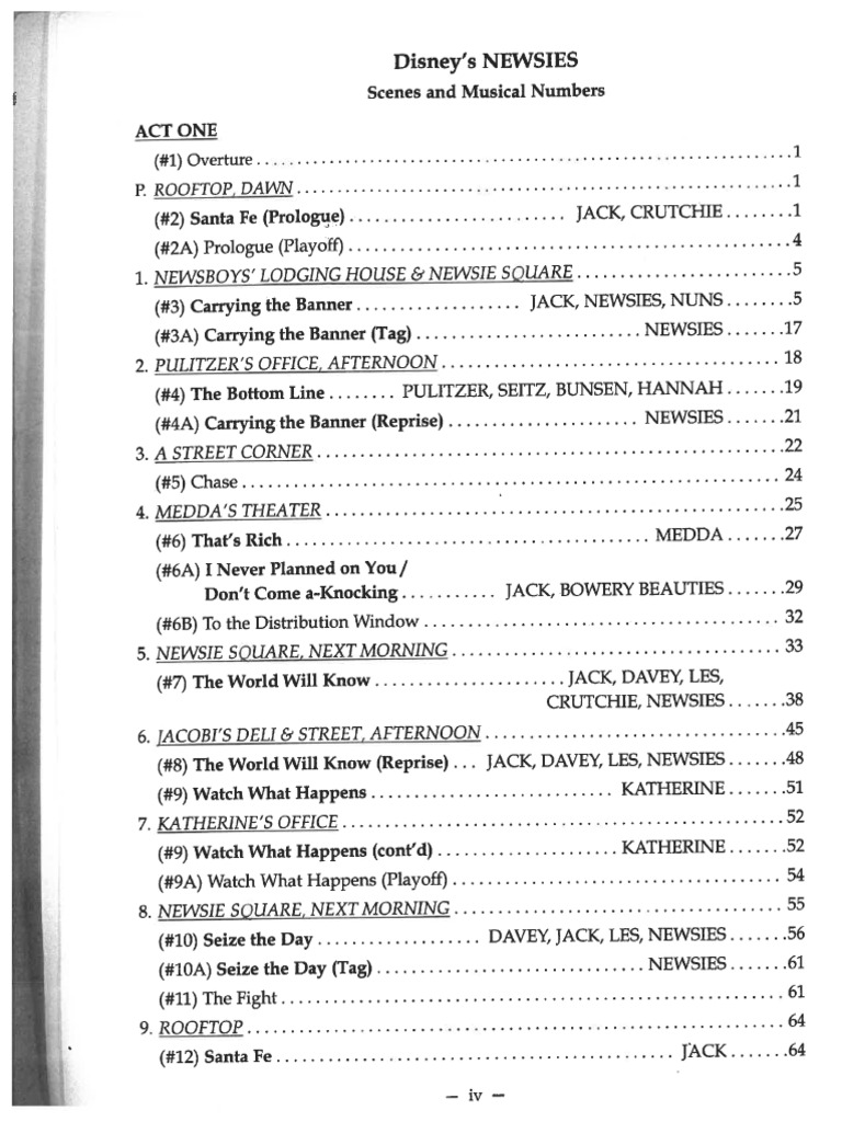 Newsies Script | PDF