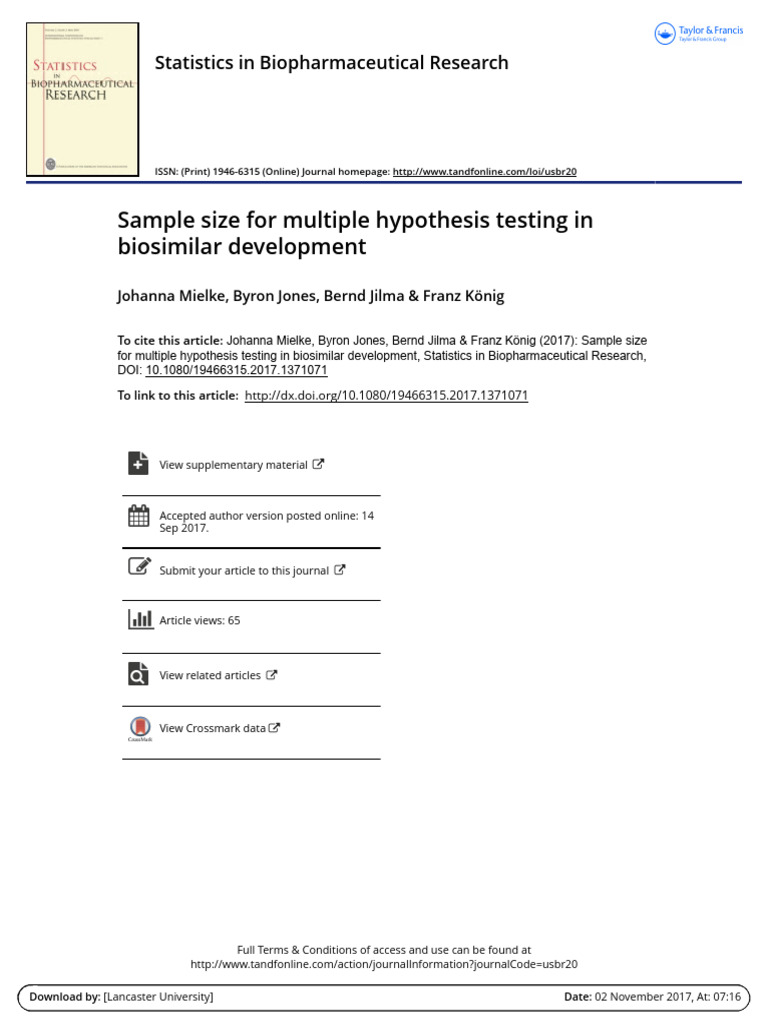 Sample Size For Multiple Hypothesis Testing in Biosimilar Development ...
