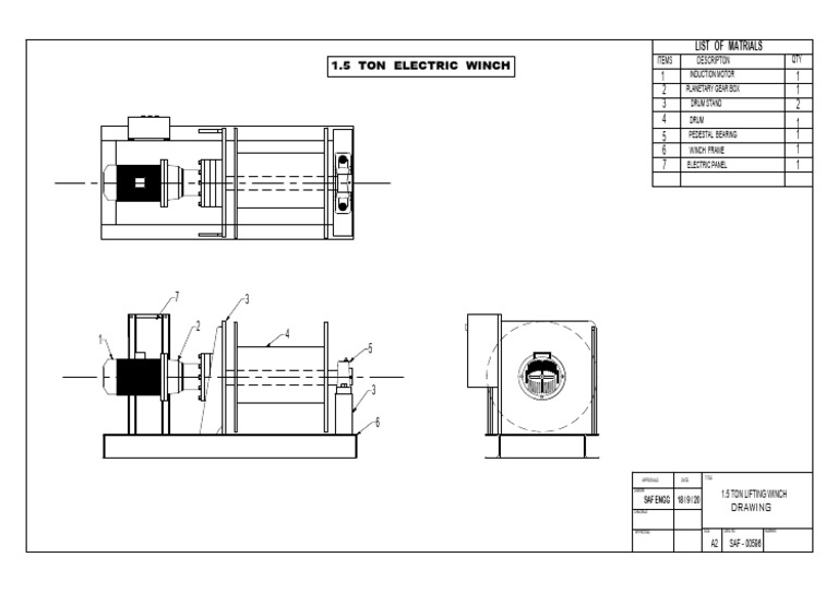1.5 Ton Electric Winch Drawing | PDF