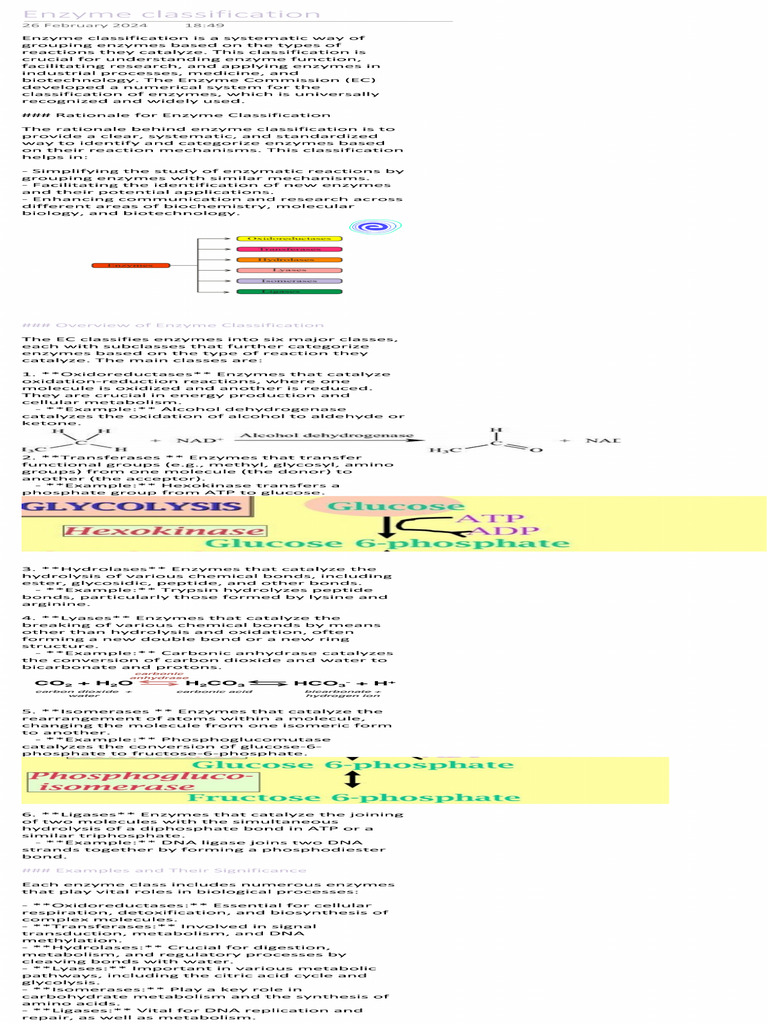 Enzyme Classification | PDF