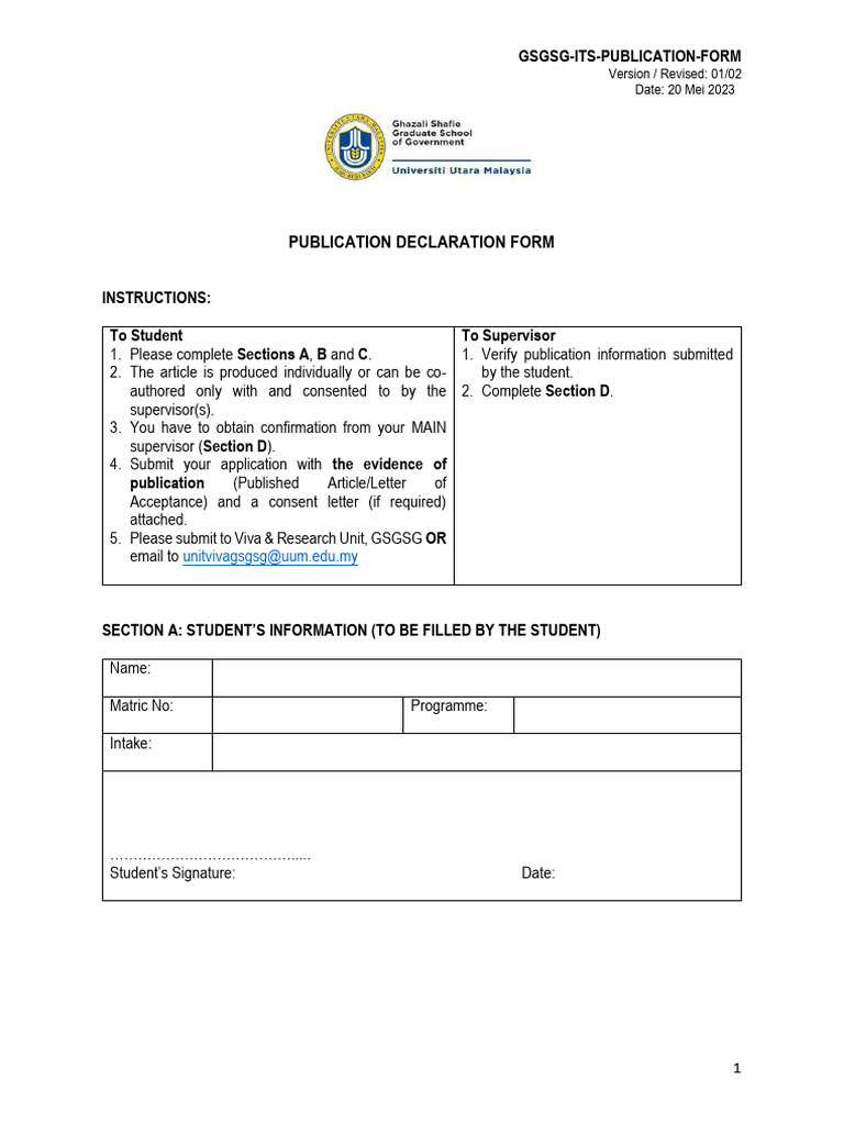 Publication Declaration Form GSGSG | PDF | Chess Theory | Chess