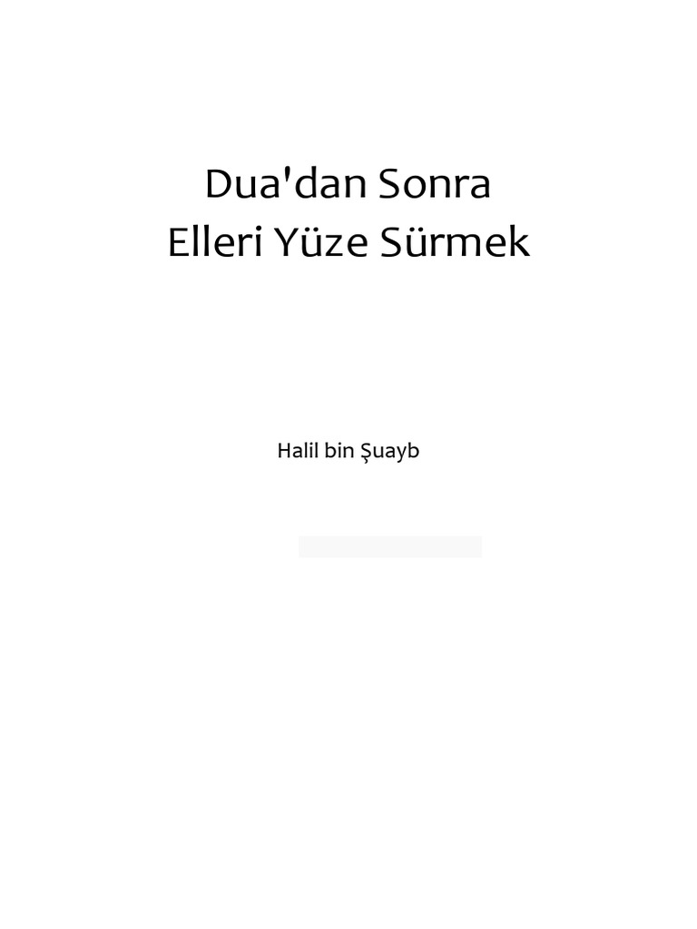 Dua'dan Sonra Elleri Yüze Sürmek | PDF