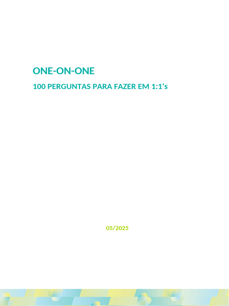 100 Perguntas One On One | PDF | Comentários