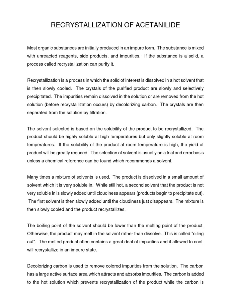 Organic Chemistry Laboratory Procedures 8 Recrystallization of ...