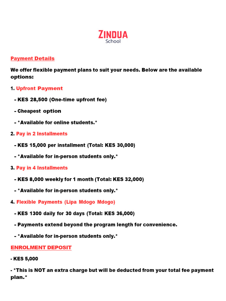 Zindua School Powerbi Payment | PDF