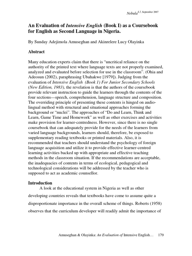 An Evaluation of Intensive English (Book I) As A Course Book | Download ...