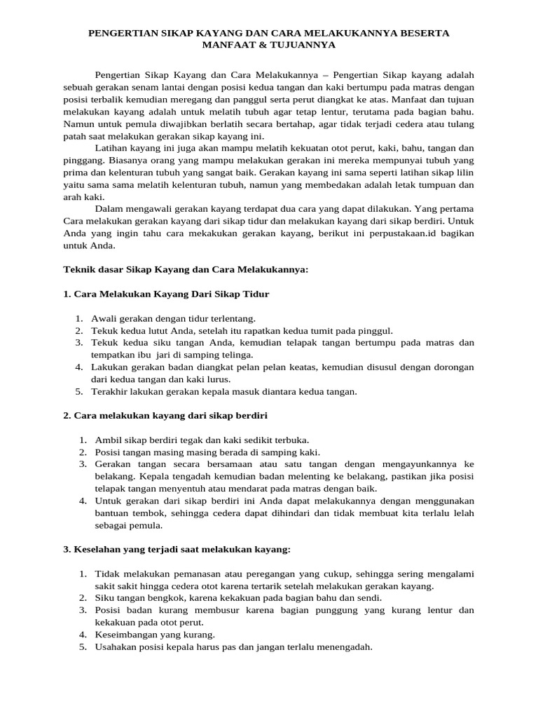 Pengertian dan Cara Melakukan Kayang | PDF