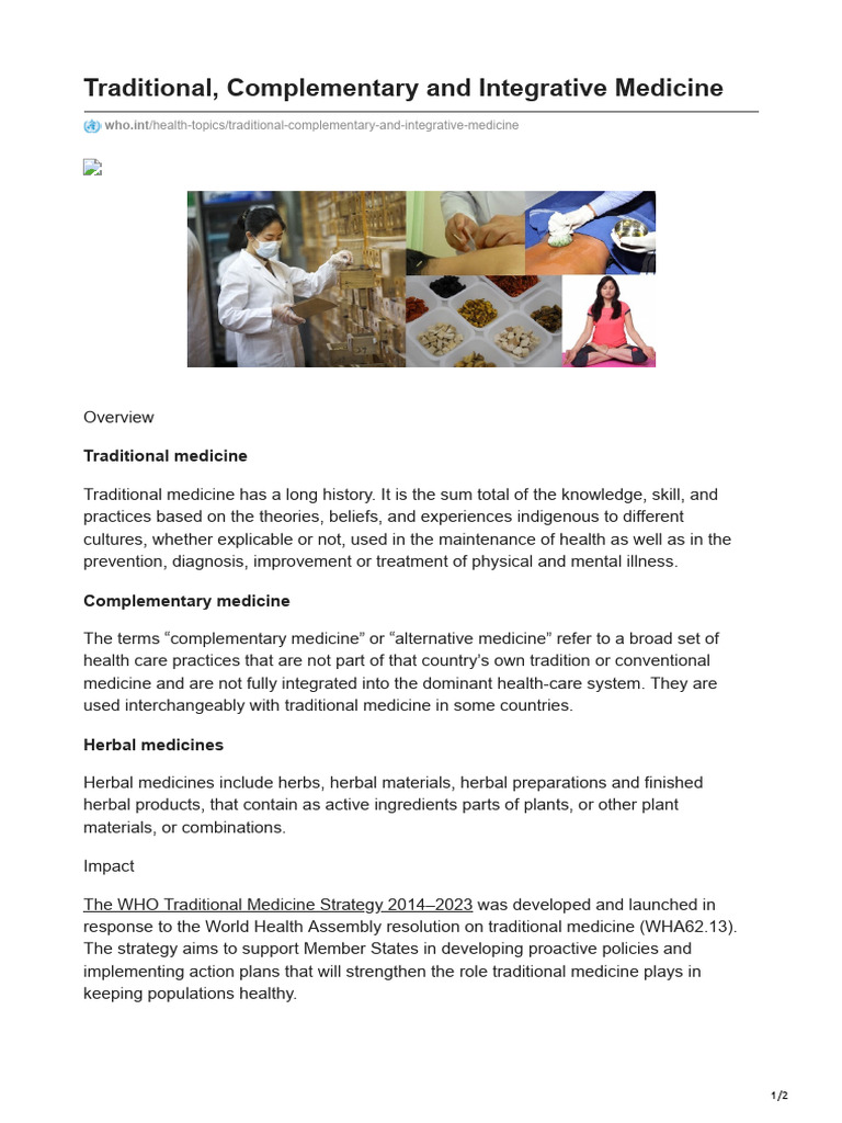 Who - Int-Traditional Complementary and Integrative Medicine | PDF ...