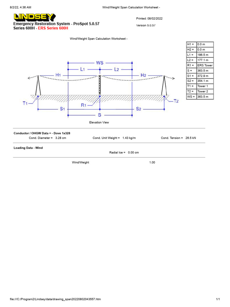 Wind - Weight Span Calculation Worksheet TE.2 | PDF