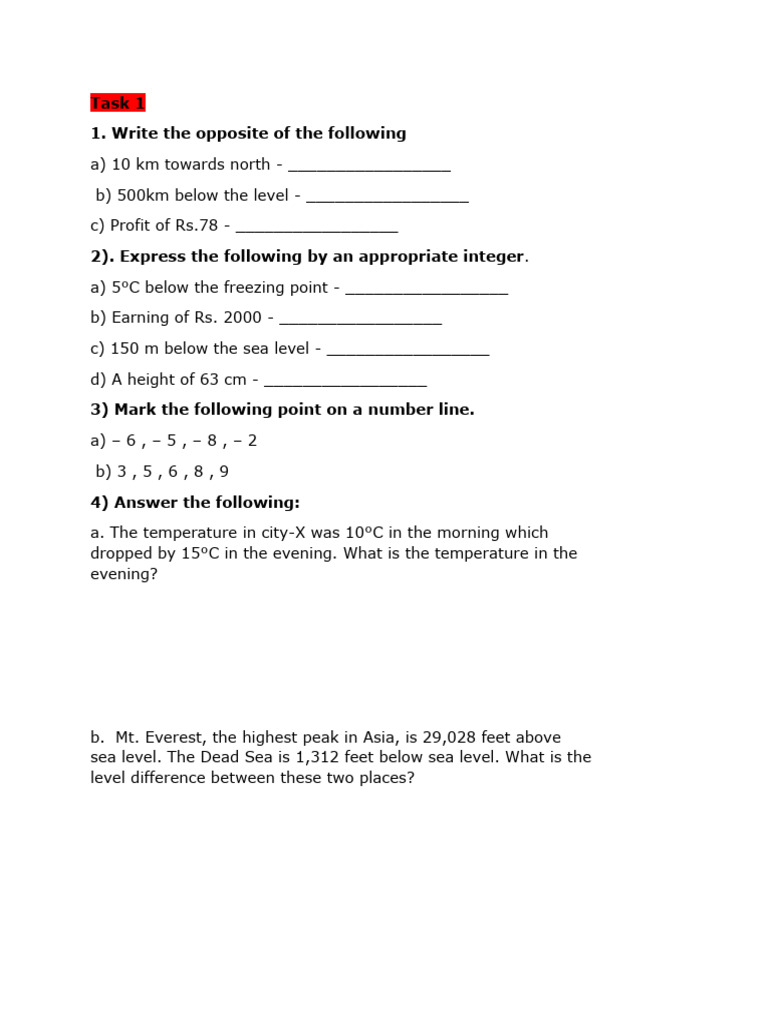 Integers Differentiated Worksheets | PDF | Melting Point | Freezing