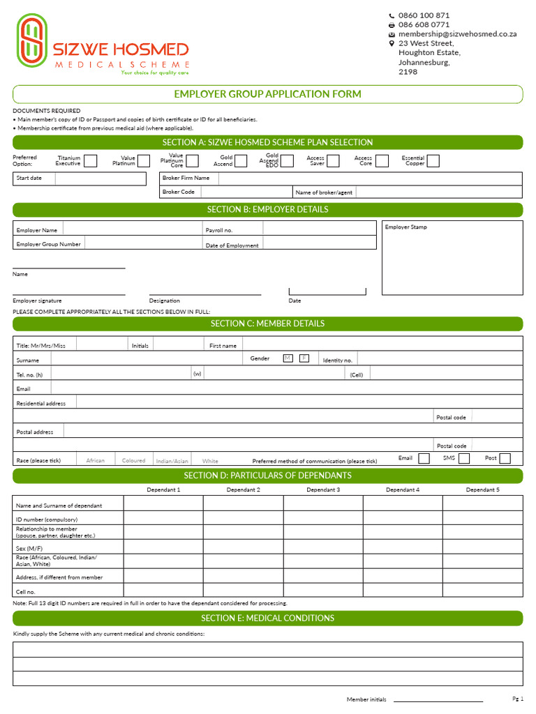 Sizwe Hosmed 2025 Application Form | PDF | Banks | Debit Card