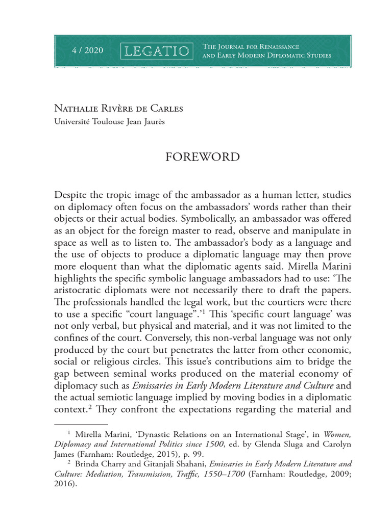 Non-Verbal Diplomacy in Early Modern Era | PDF | Diplomacy | Nonverbal ...