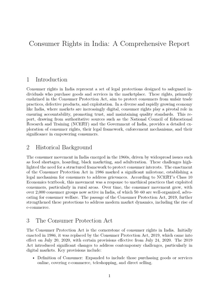 Consumer Rights in India: A Comprehensive Report | PDF | Consumer ...