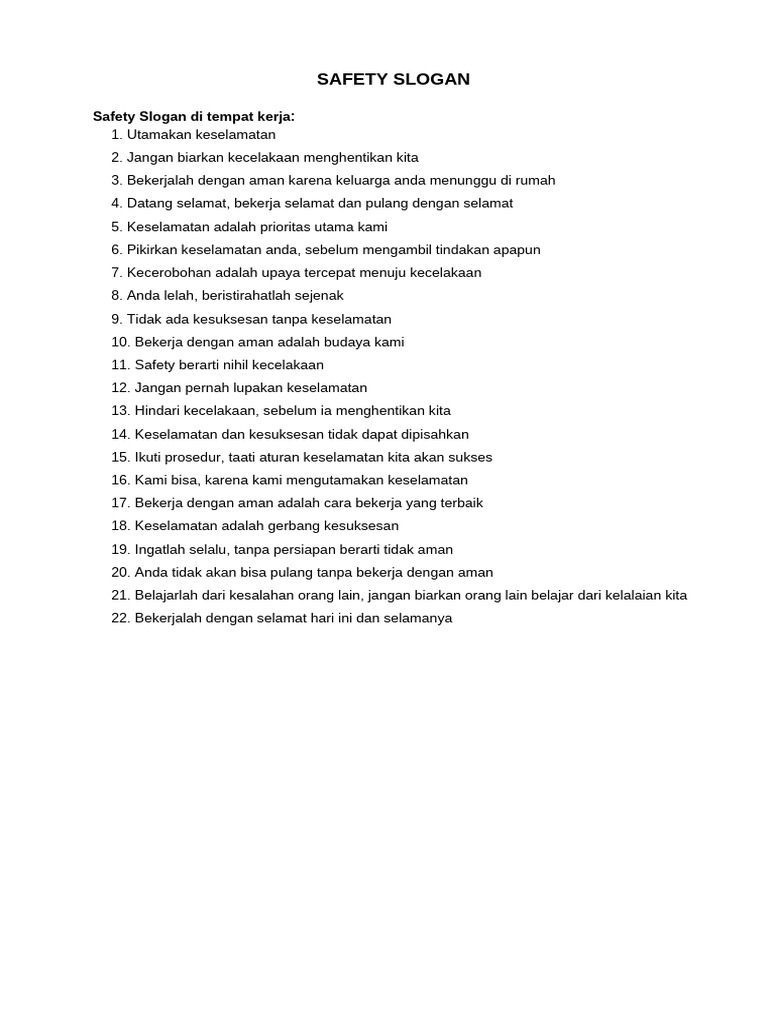 Safety Slogan | PDF