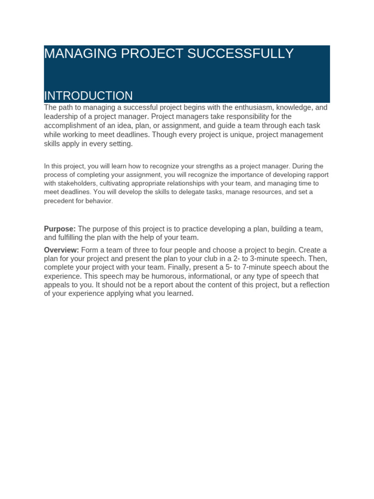Effective Project Management Skills | PDF