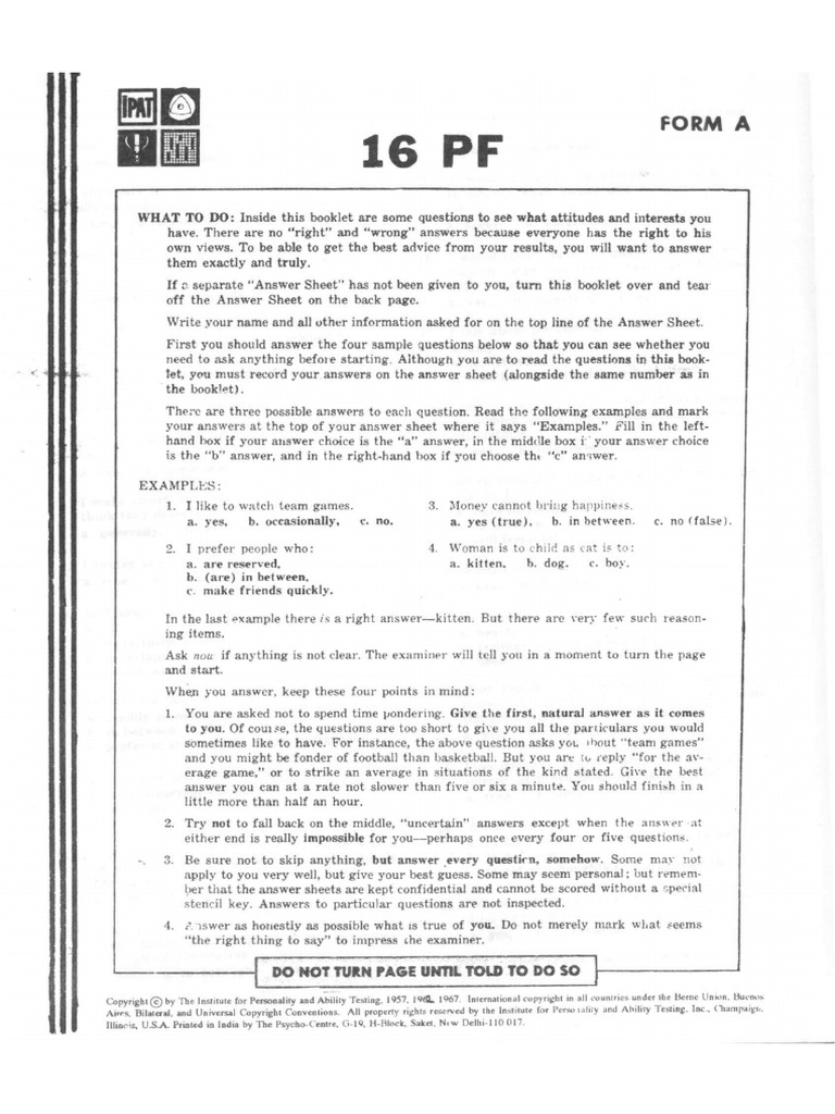 16 PF A With Manual | PDF