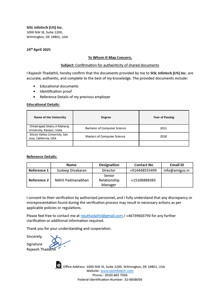 Confirmation Form - Edu and Emp Checks - Internal | PDF