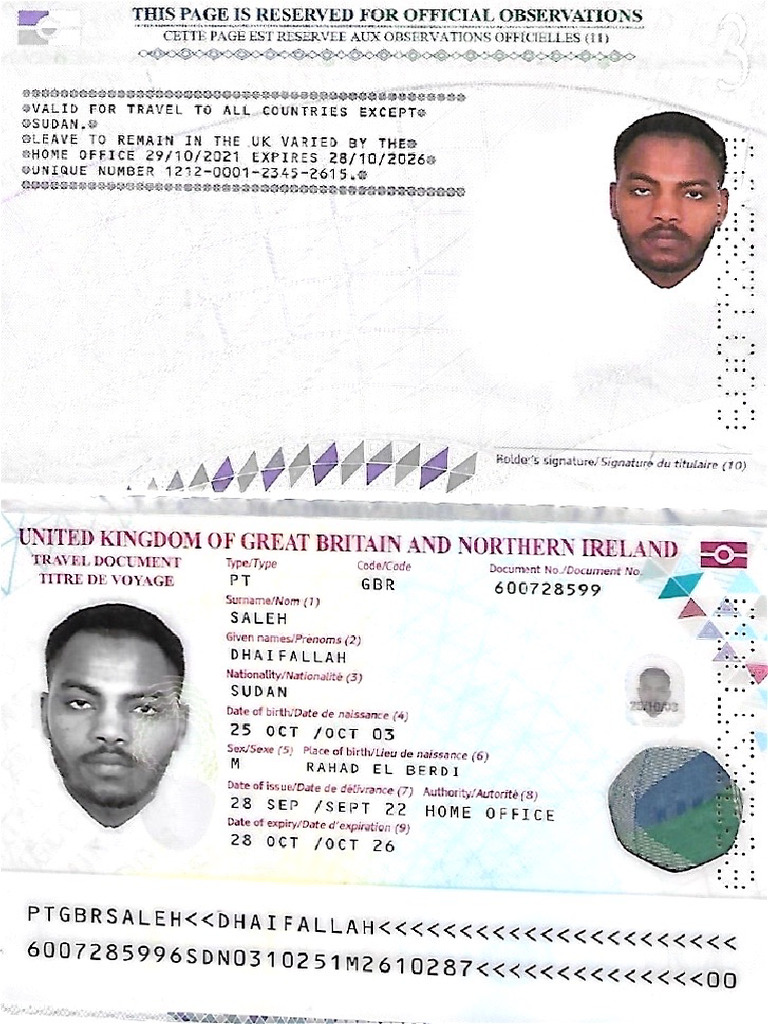 Travel Document For Dhaif | PDF