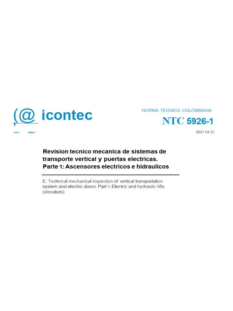 Norma NTC 5926-1 2021 | PDF | Ascensor